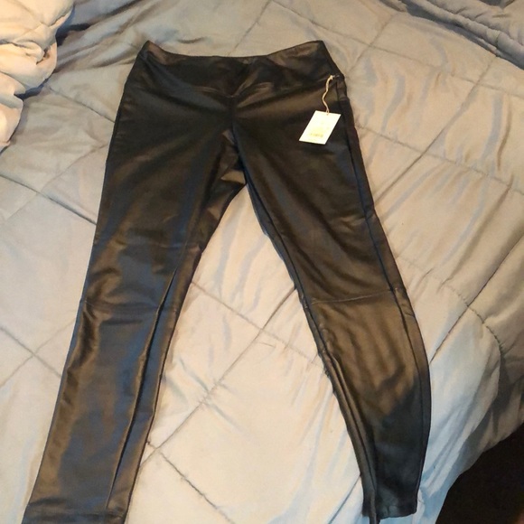 a new day | Pants & Jumpsuits | Nwt Hot Black Faux Leather Stretch ...
